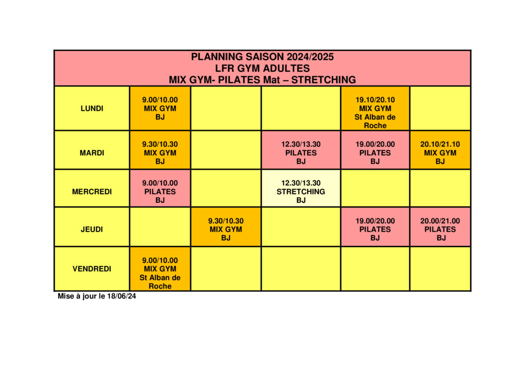 PLANNINGS SAISON 2024-2025 des 3 SECTIONS – LA JEUNE FRANCE
